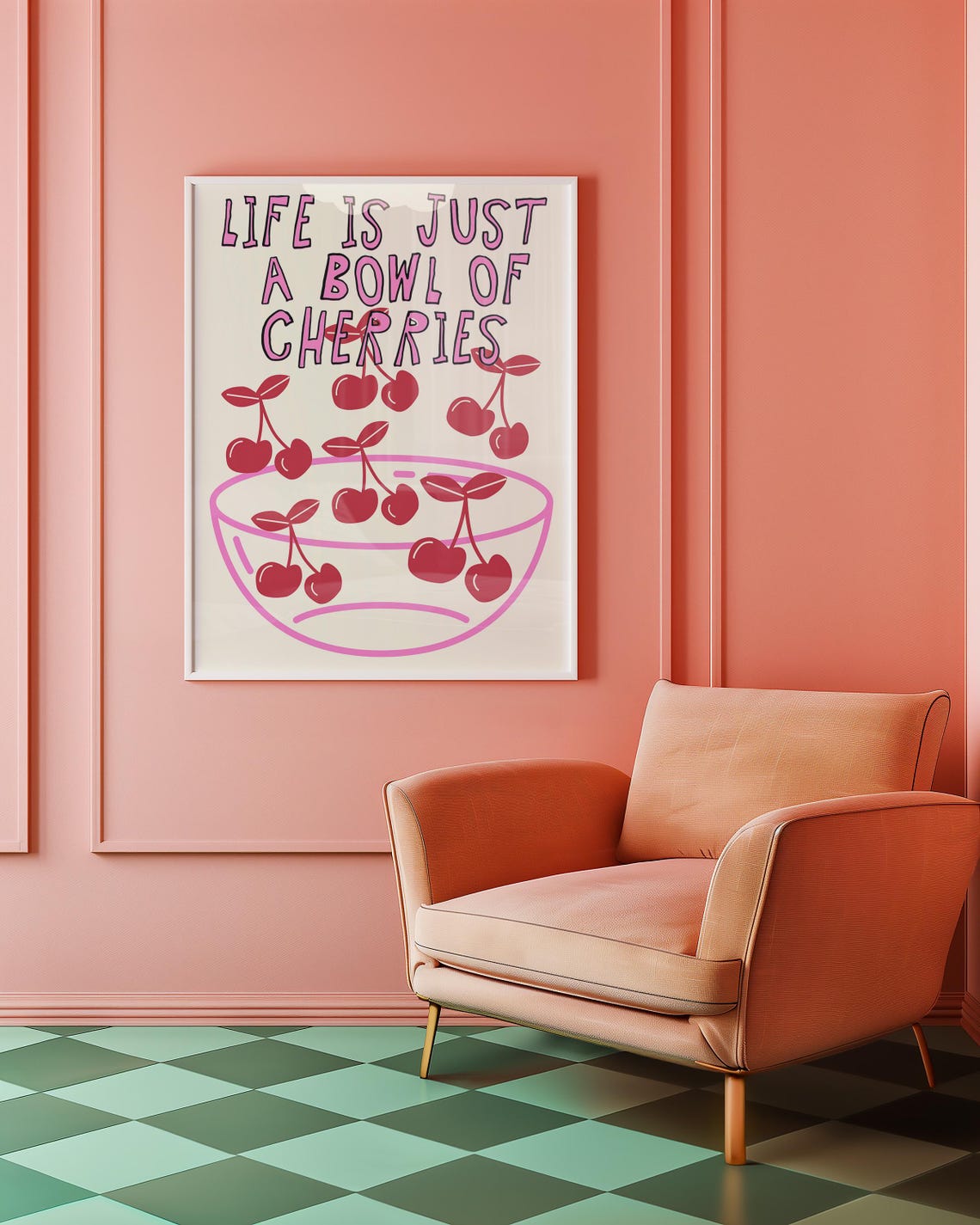 SEPT Bowl Of Cherries Digital Wall Art Coquette Art Print Hand Drawn ...