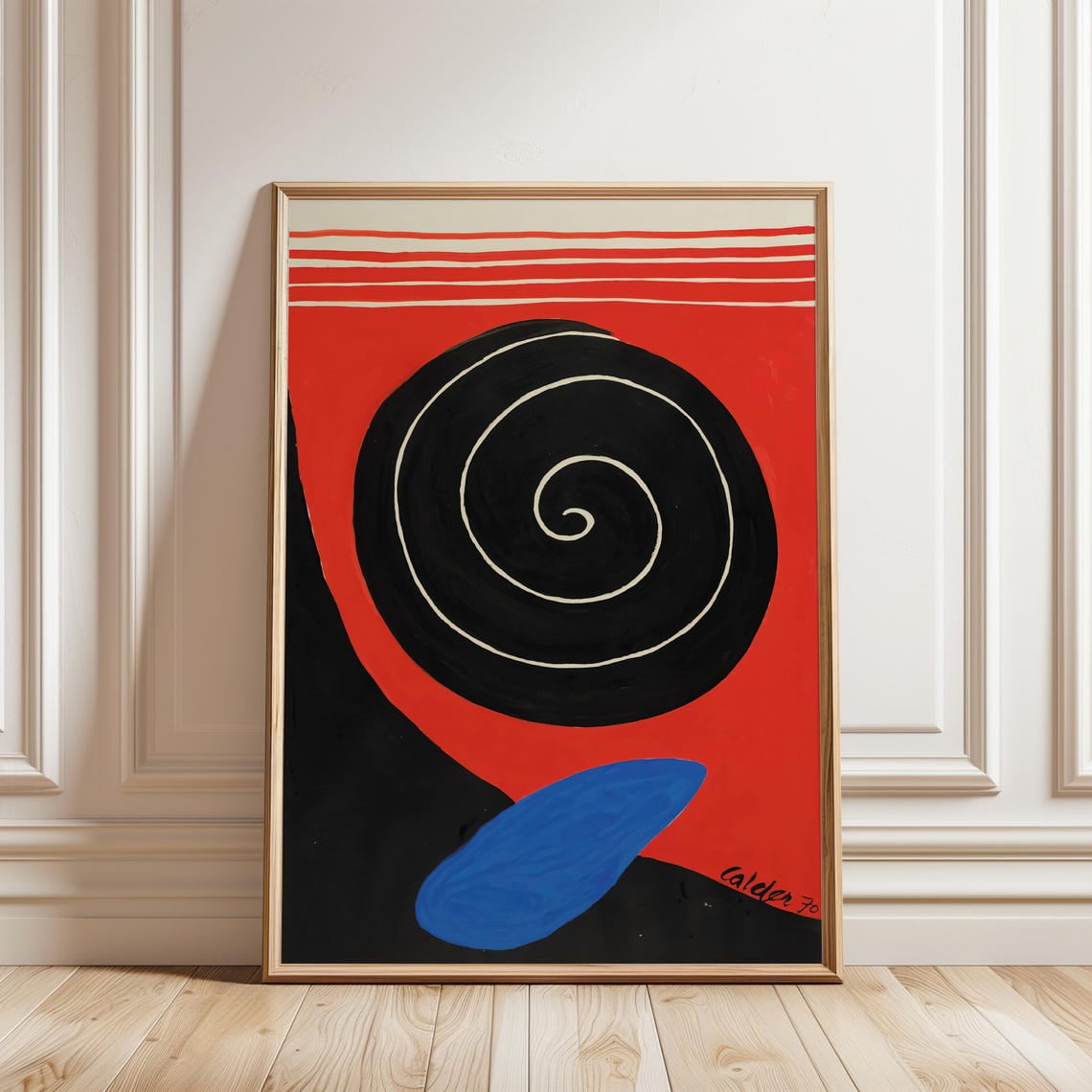 SEPT Calder Inspired Spiral Poster Red Black Blue Abstract Wall Art ...