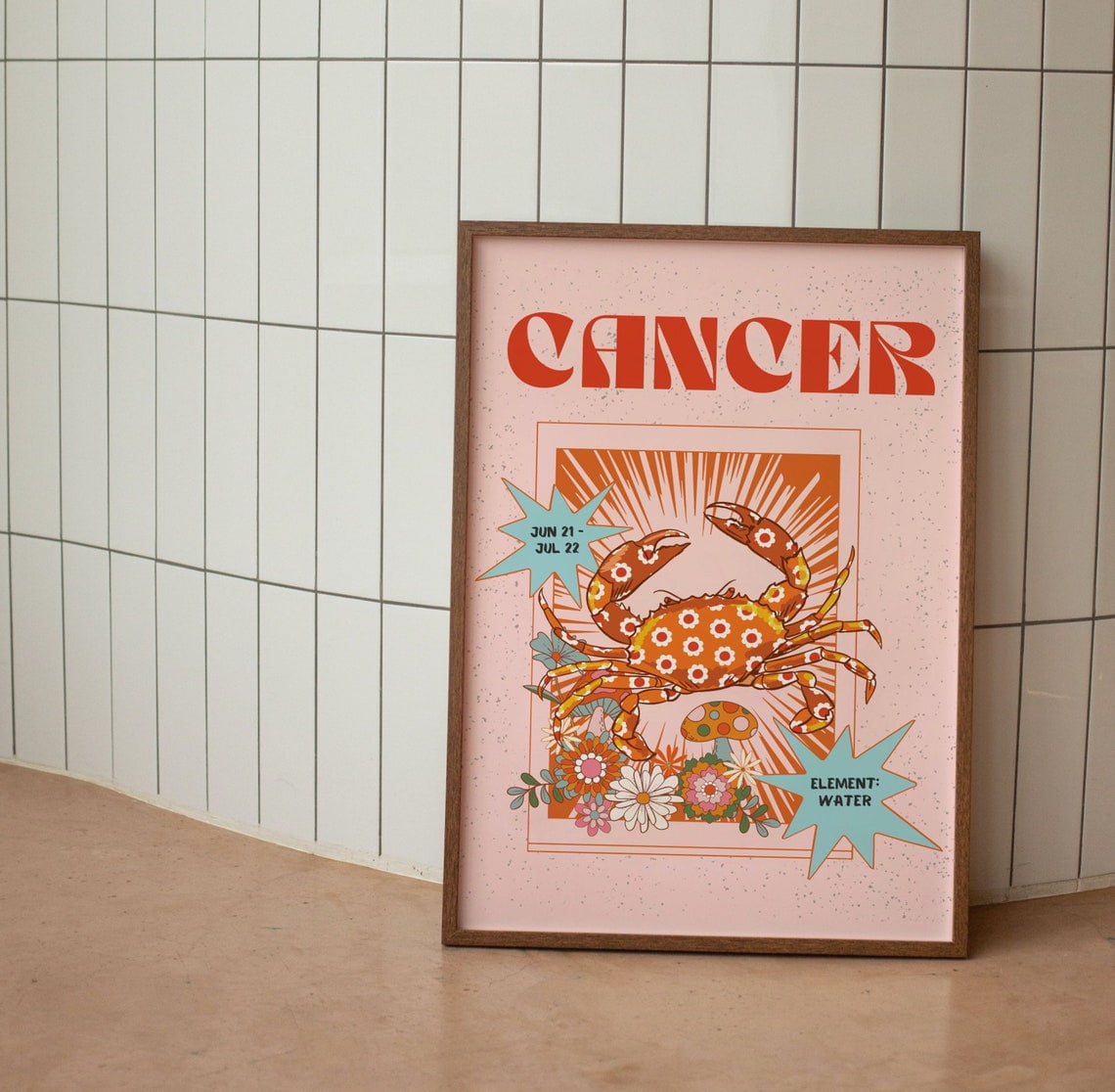 SEPT Cancer Poster, Zodiac Cancer Print, Retro Wall Decor, Digital ...