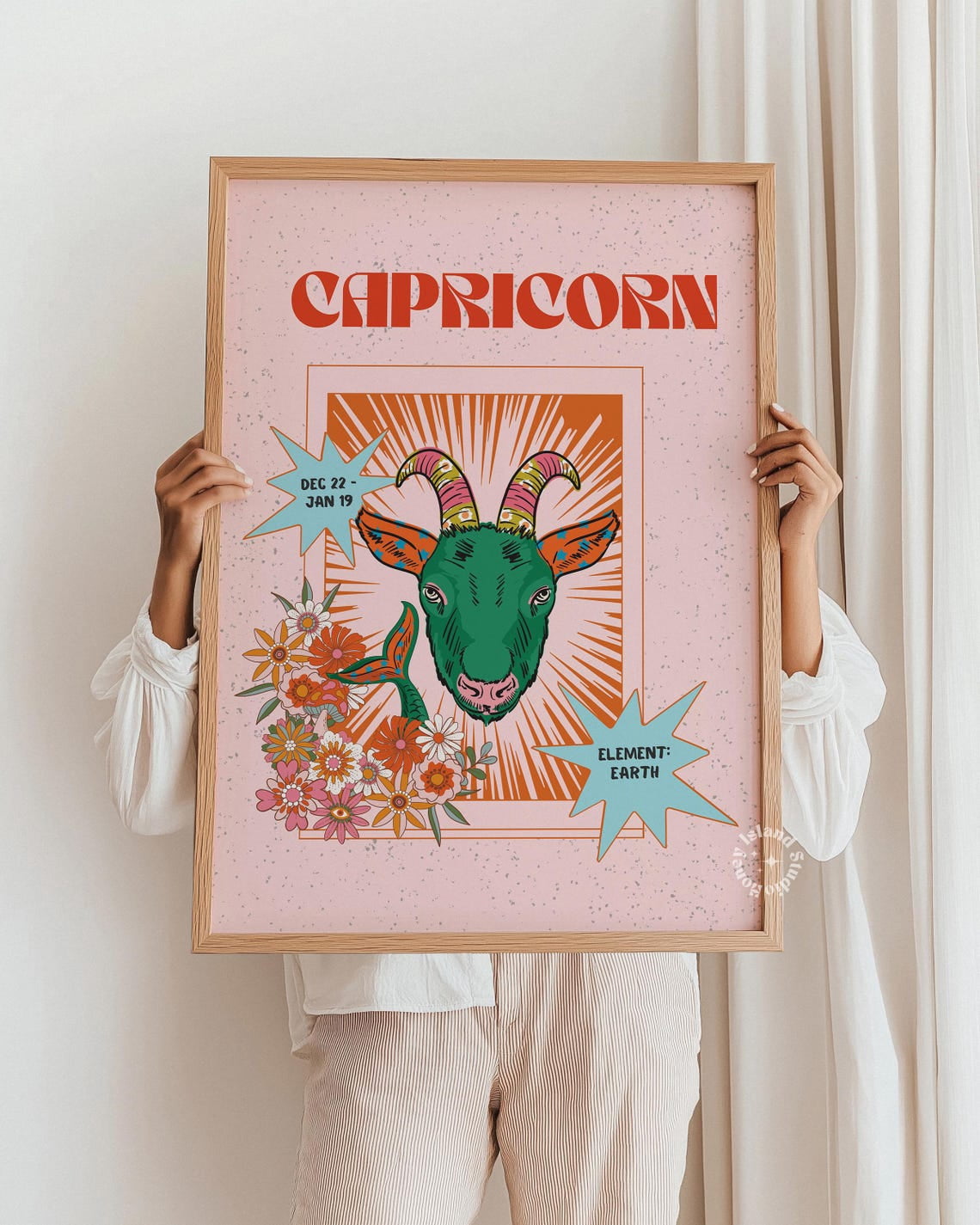 SEPT Capricorn Zodiac Print, Retro Capricorn Poster, Astrology Wall Art ...