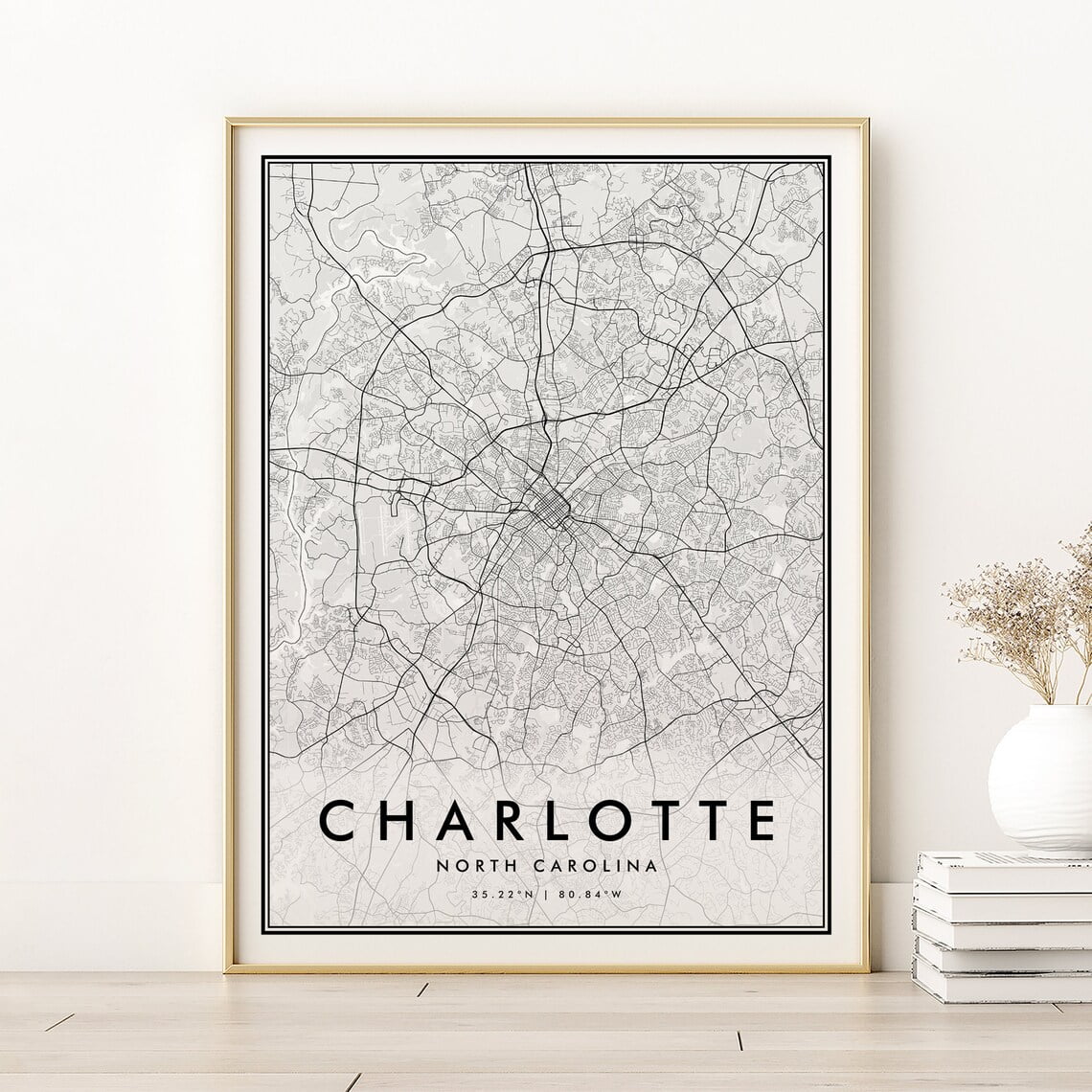 SEPT Charlotte Map Print, Nc North Carolina Poster, Retro Charlotte ...