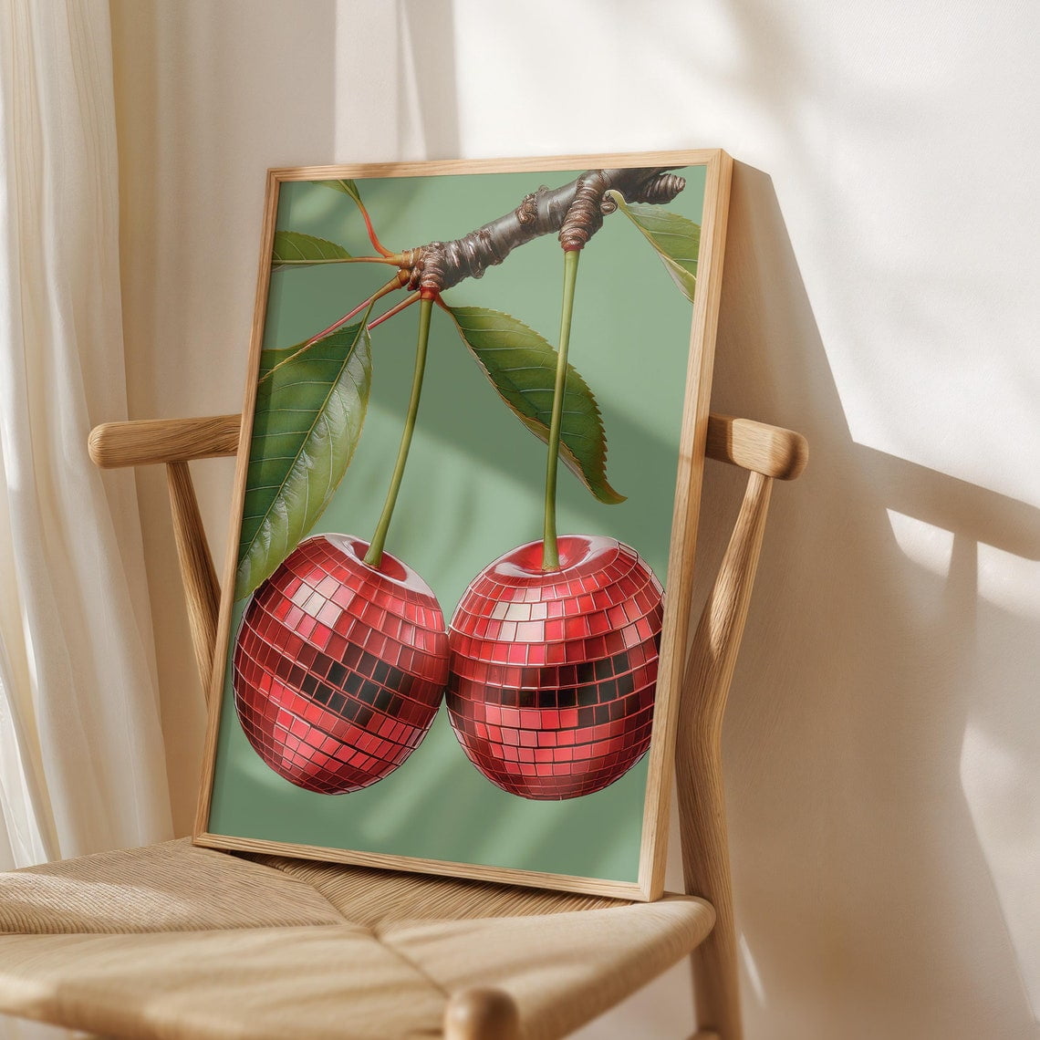 SEPT Cherry Poster, Disco Cherry Print, Disco Ball Poster, Cherry Decor ...