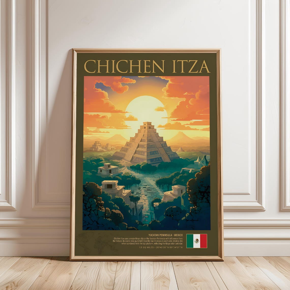 SEPT Chichen Itza Mexico Travel Print Mayan Pyramid Wall Art Yucatán ...