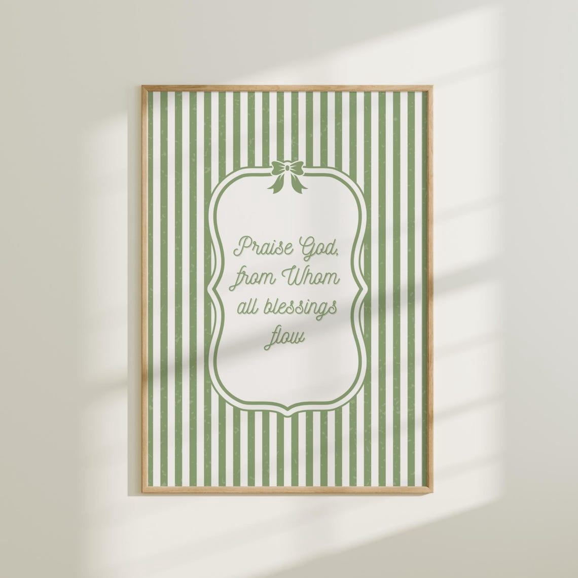 SEPT Christian Poster Doxology Wall Art Sage Green Stripes Print ...