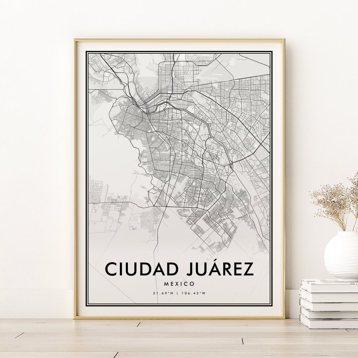 SEPT Ciudad Juárez City Map, Mexico Map Print, Modern Poster, Birthday Gift, Retro Ciudad Juarez ...
