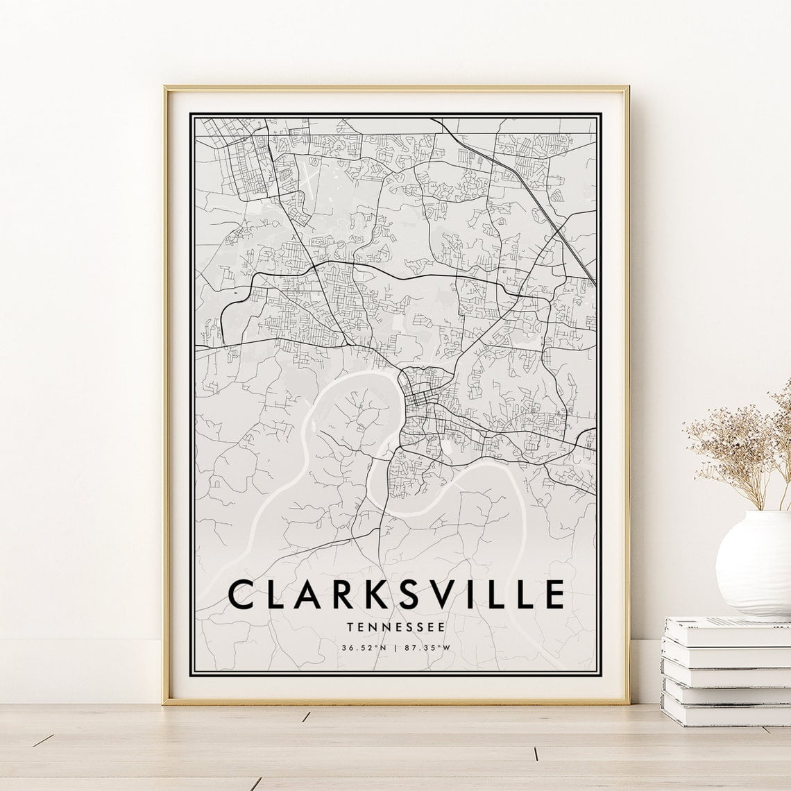 SEPT Clarksville Map Print, Tennessee Tn Usa Road Map Poster, Printable ...