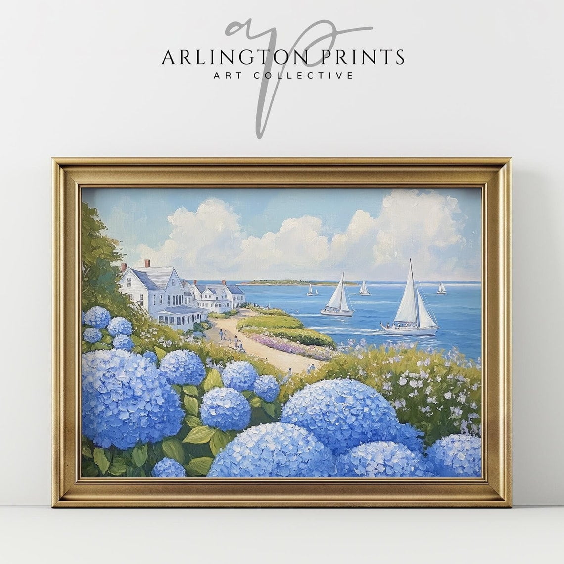 SEPT Coastal Blue Hydrangeas Art Print, Printable Floral Ocean Painting ...