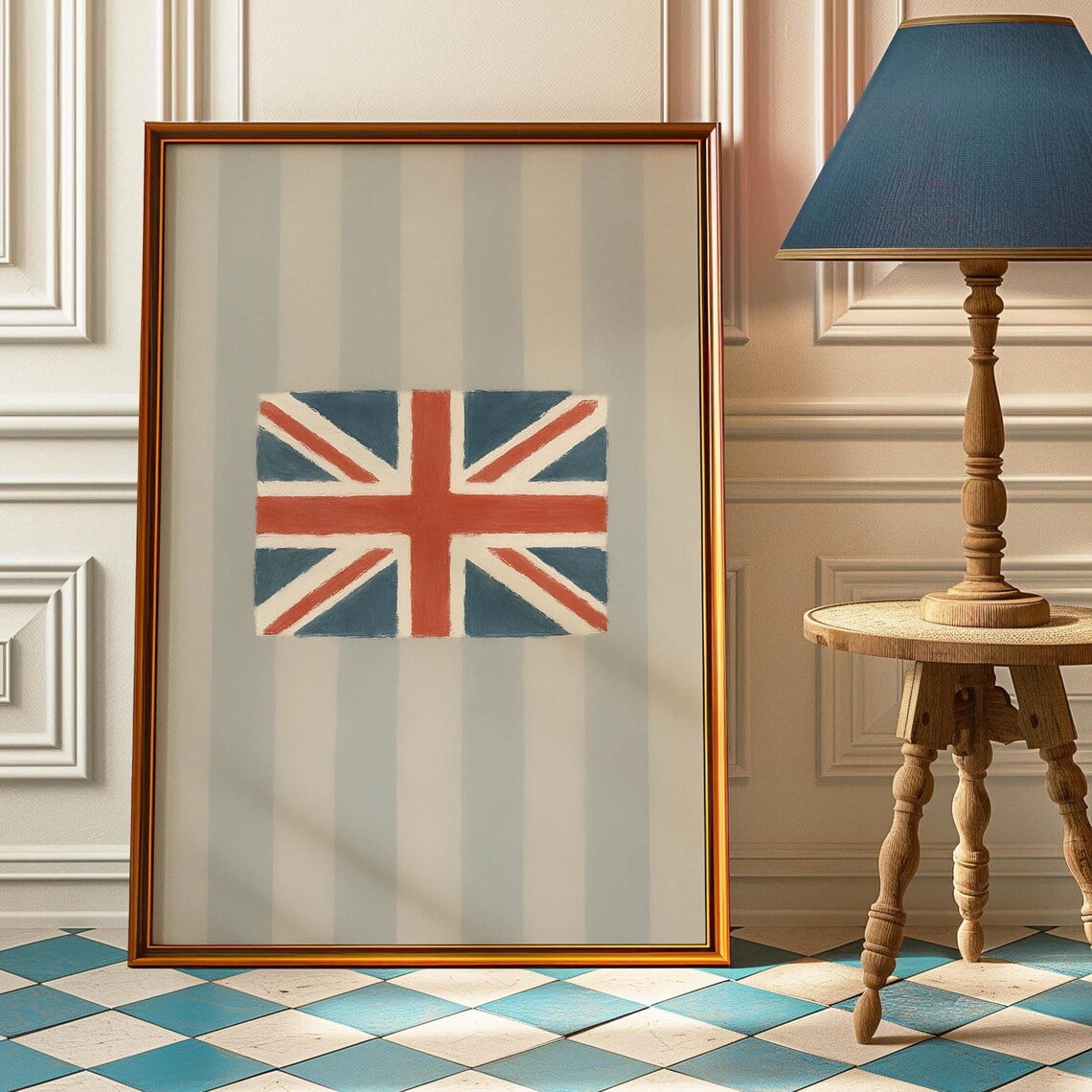 SEPT Coastal British Flag Wall Art Print Vintage Union Jack Painting Uk ...