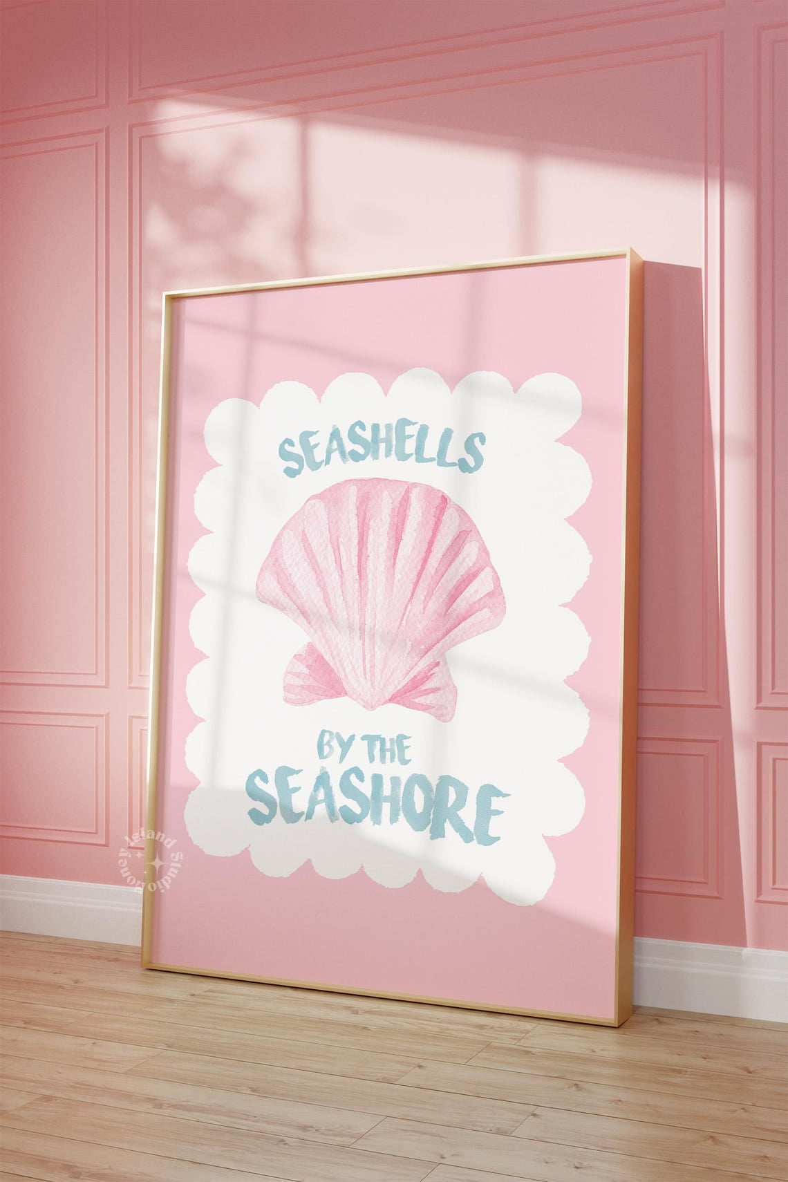 SEPT Coastal Seashell Pink Print Wall Art, Beach Themed Poster ...