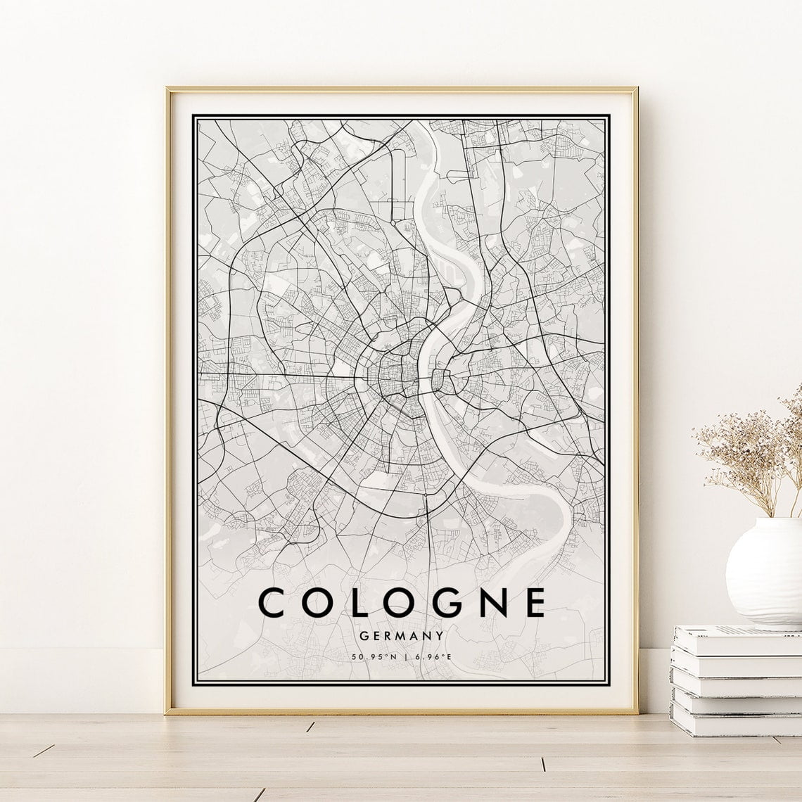 SEPT Cologne Map Print, Cologne Germany Town Map, Minimalist Retro Map ...