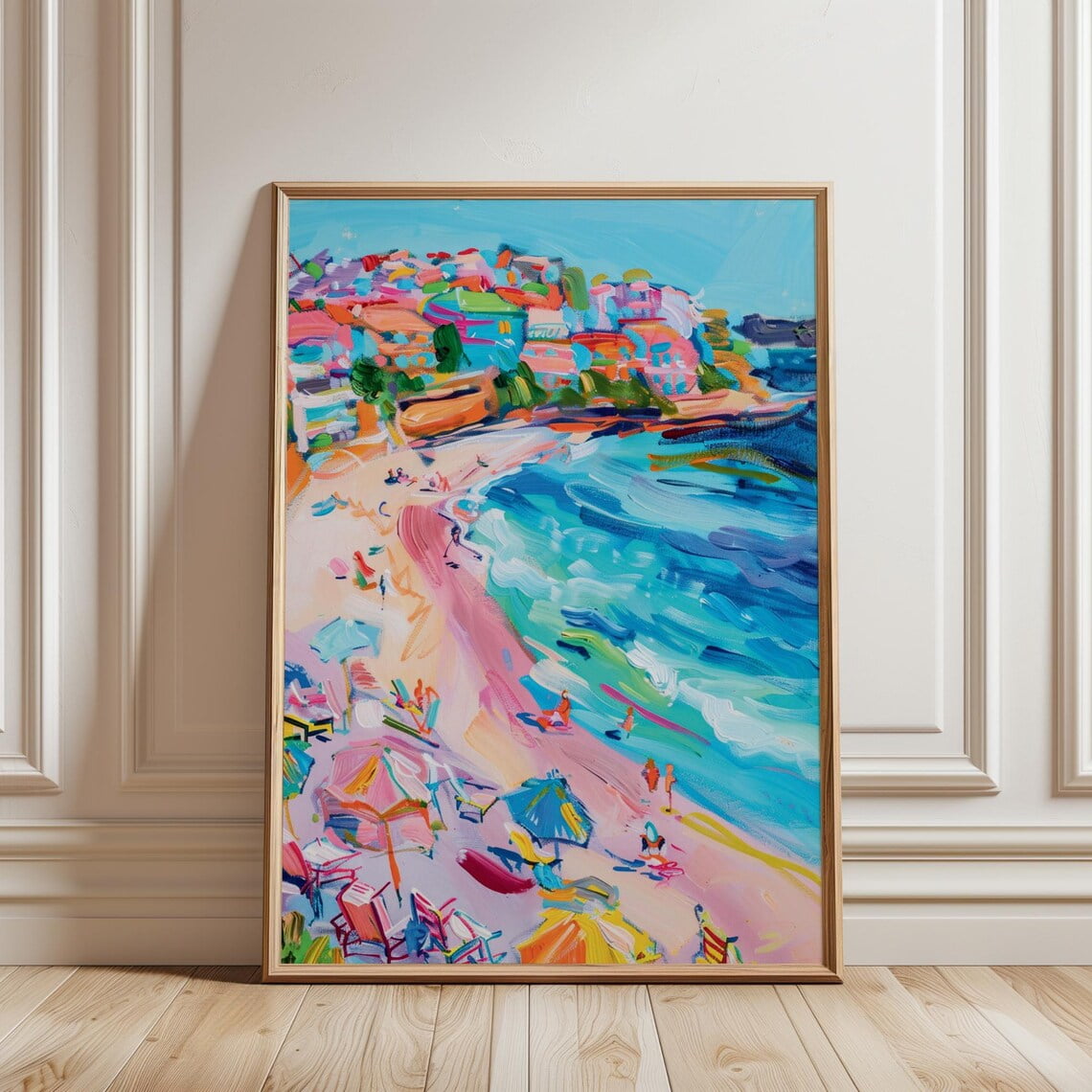 SEPT Colorful Abstract Beach Painting, Summer Swimming Print, Seascape ...