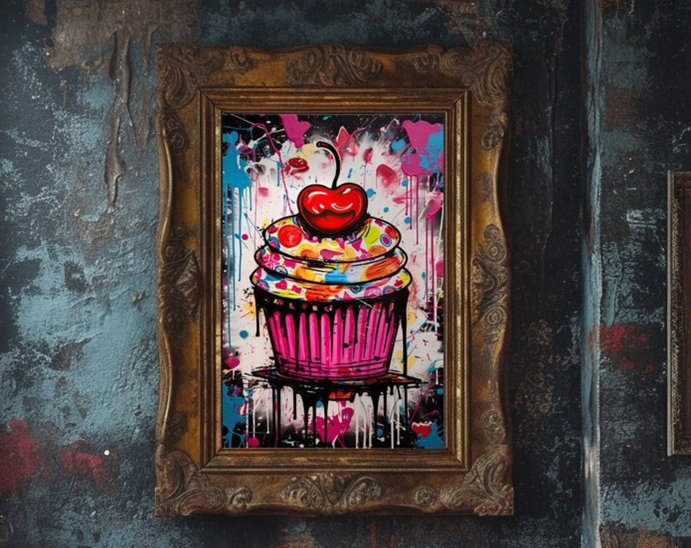 SEPT Colorful Cupcake Graffiti Wall Art, Digital Print, Modern, Urban ...