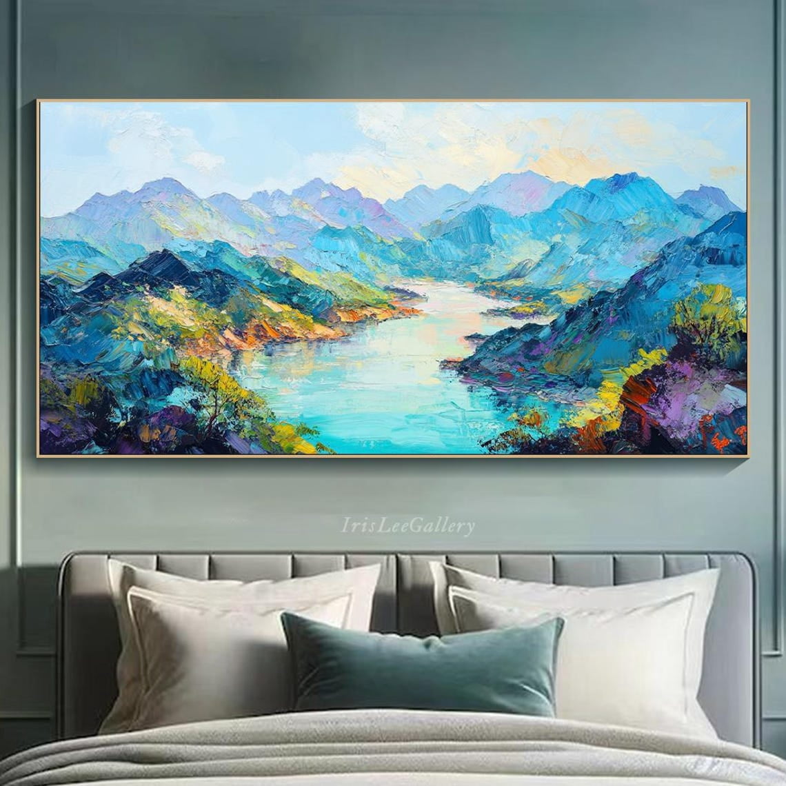 SEPT Colorful Mountain Sunrise Oil Painting On Canvas Vibrant Textured ...