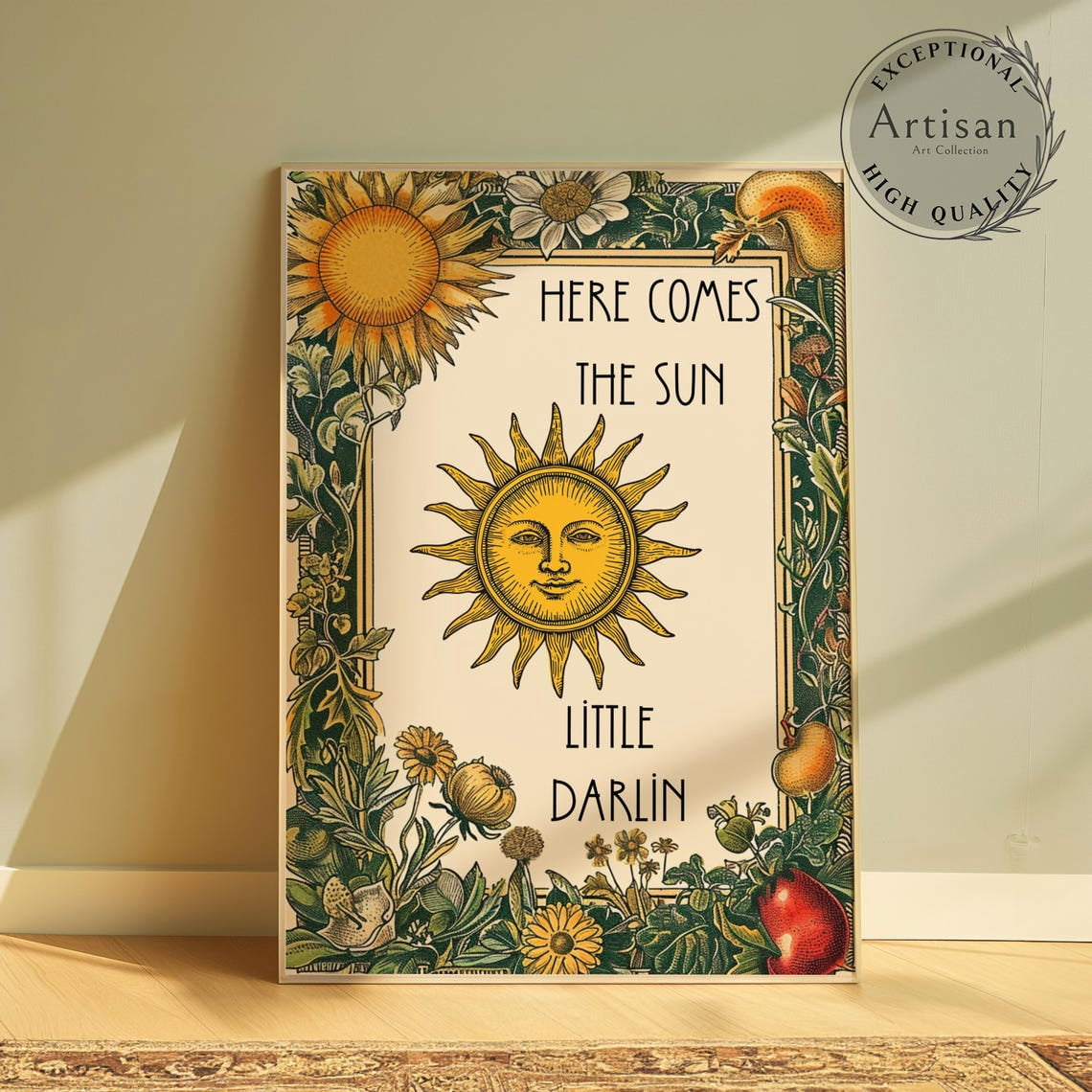 SEPT Here Comes The Sun Retro Wall Art, Trendy Music Wall Art, Retro ...