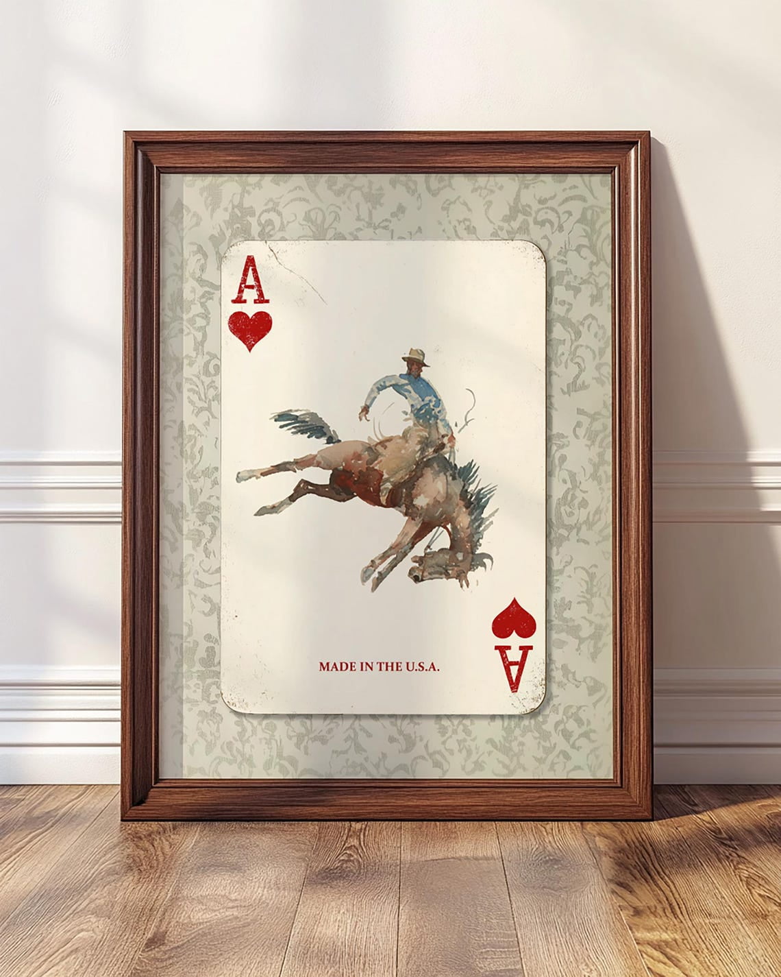 SEPT Cowboy Ace Of Hearts Wall Art, Western Playing Card Print, Rustic Rodeo Decor, Vintage ...