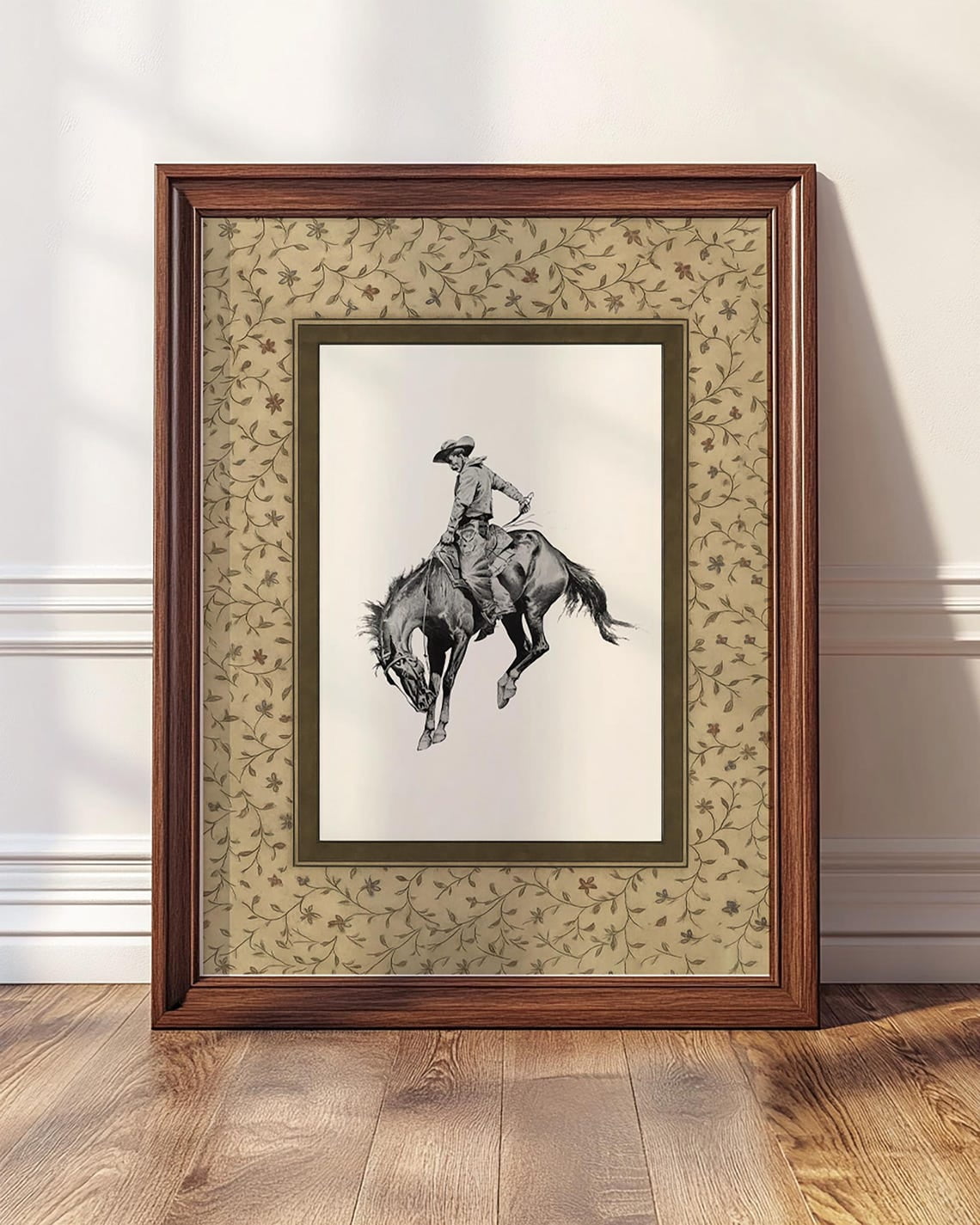 SEPT Cowboy Art Print, Bucking Bronco Western Wall Art, Rustic ...