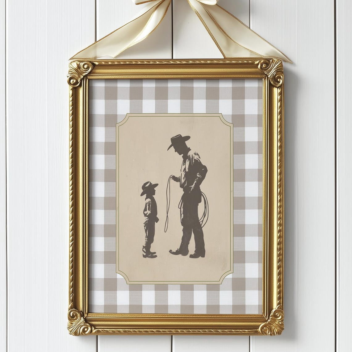 SEPT Cowboy Father Son Art, Western Cowboy Nursery Print, Neutral Beige ...