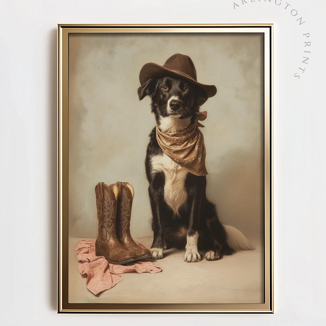 SEPT Cowboy Hat Dog Wall Art, Border Collie Printable, Country Western ...
