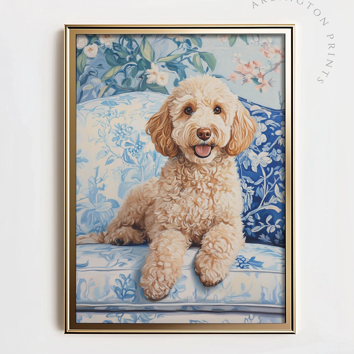 SEPT Cute Doodle Dog Print, Printable Goldendoodle Portrait Wall Art ...