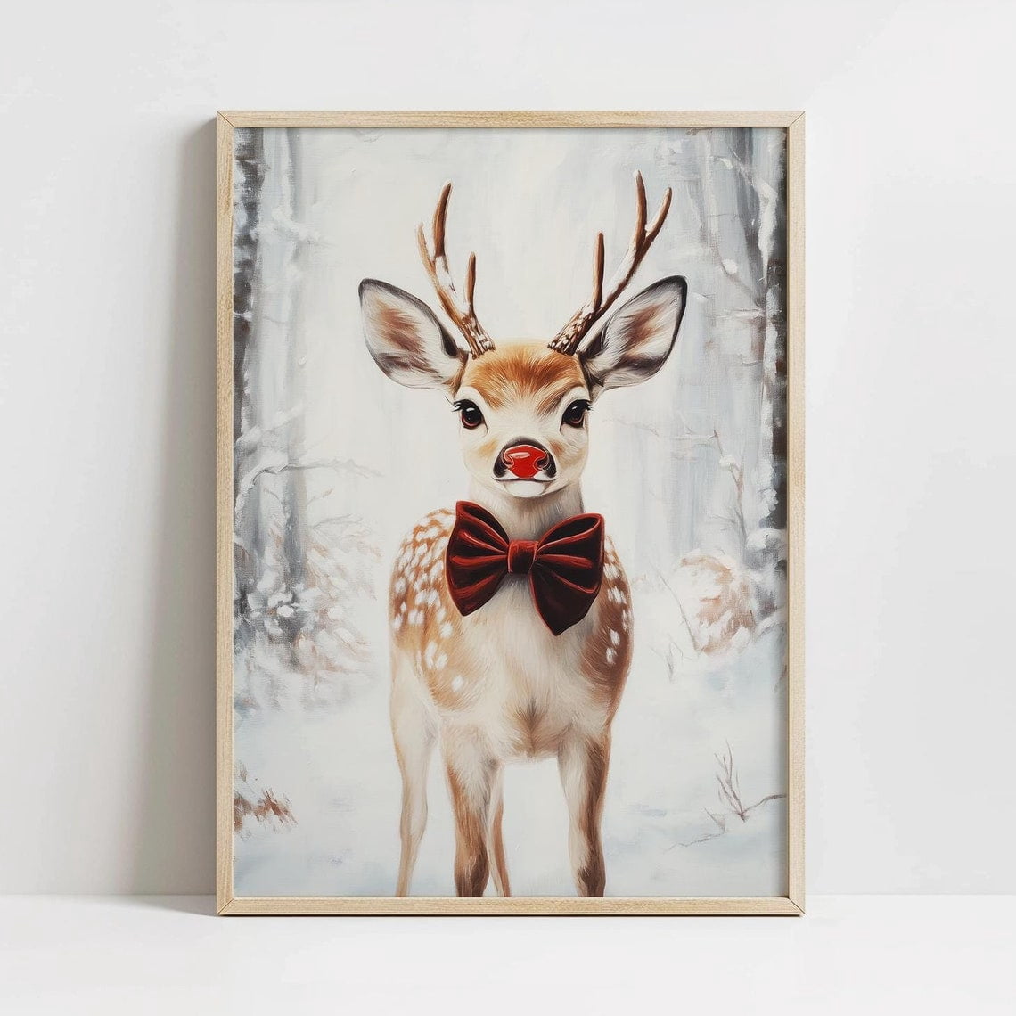SEPT Cute Printable Rudolph Art Print, Red-Nosed Reindeer Painting ...