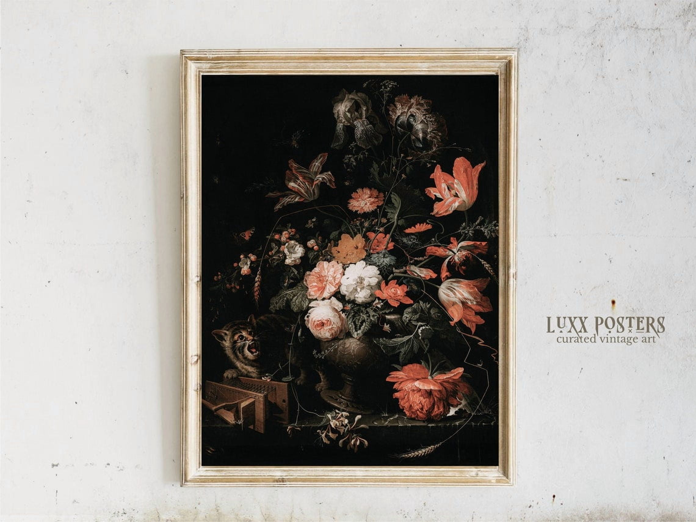 SEPT Dark Academia Art Flower Oil Painting Floral Wall Art Still Life Moody Vintage Art ...