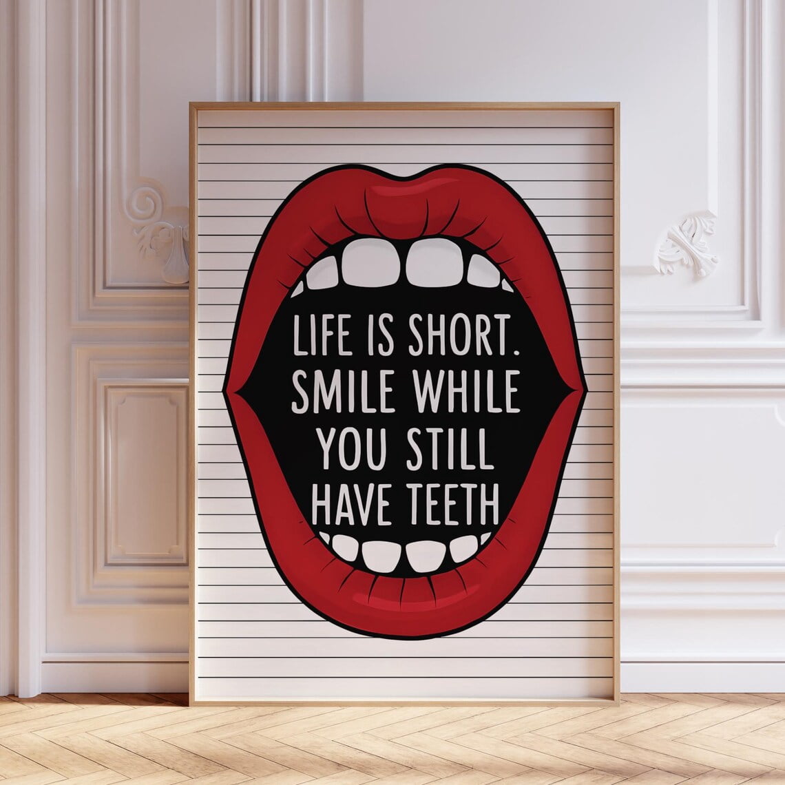 SEPT Dentistry Mouth Art Print, Quirky Red Lips Poster, Teeth For ...