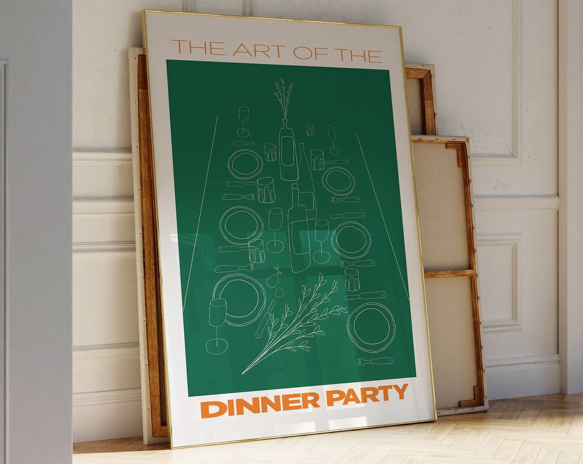 SEPT Dinner With Friends Party Poster, Hand Illustrated Vintage Wall ...
