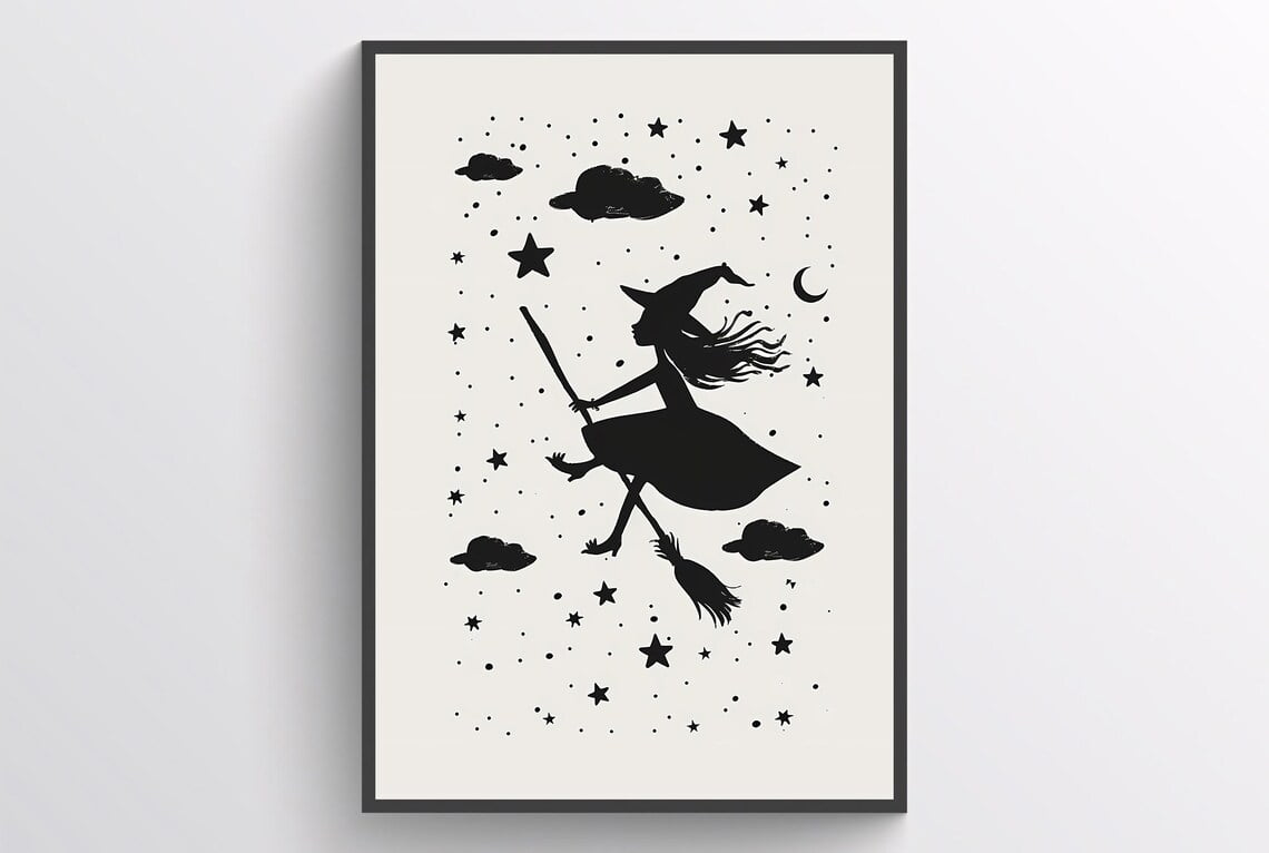 SEPT Ethereal Witch Silhouette Digital Art Print - Enchanting ...