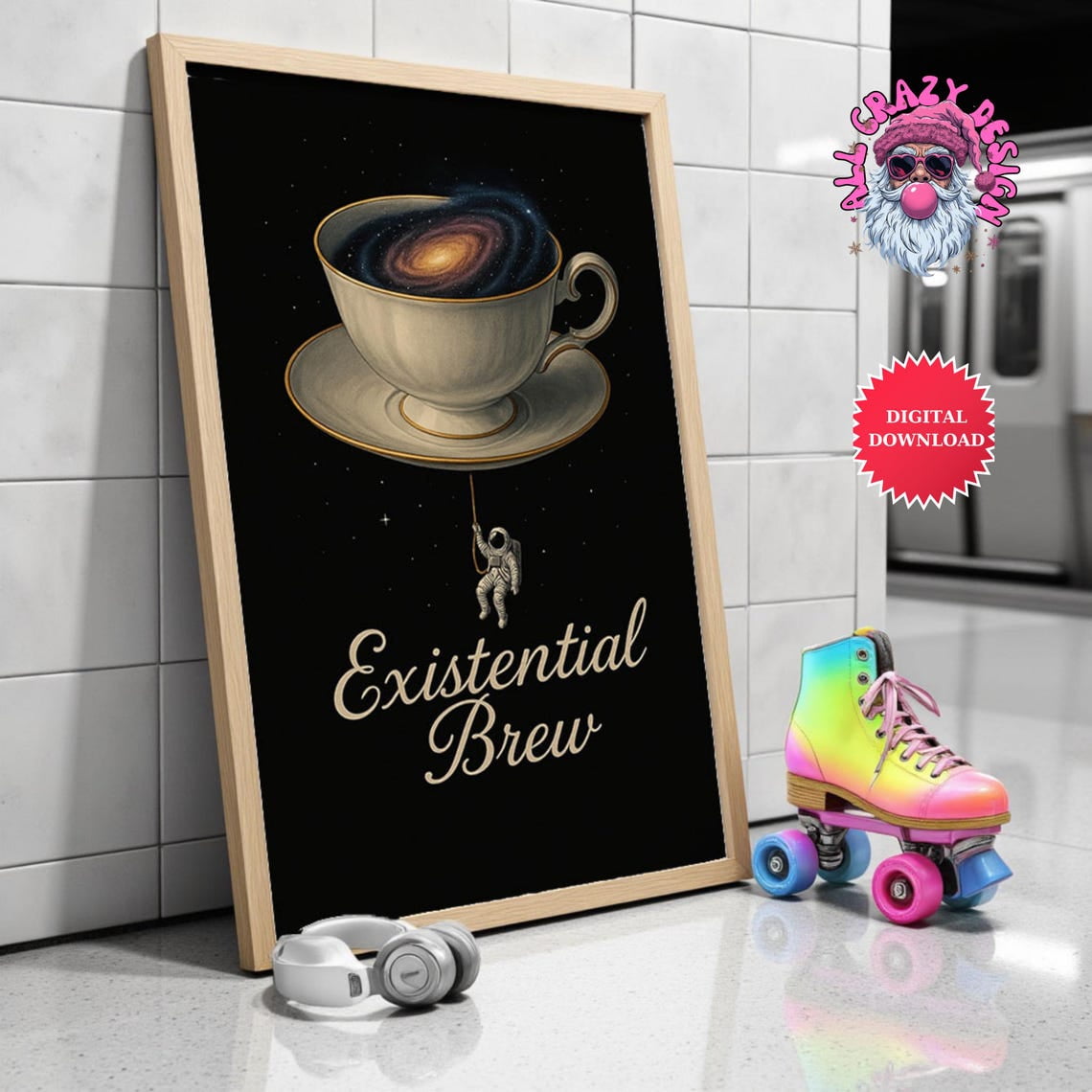 SEPT Existential Brew Coffee Galaxy Wall Art Astronaut Printable Poster ...