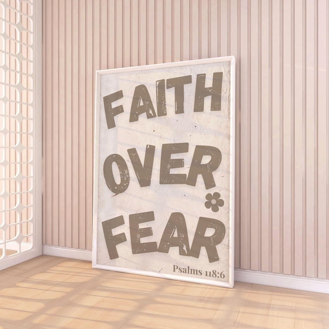 SEPT Faith Over Fear Wall Print Christian Home Decor Bible Verse Poster ...