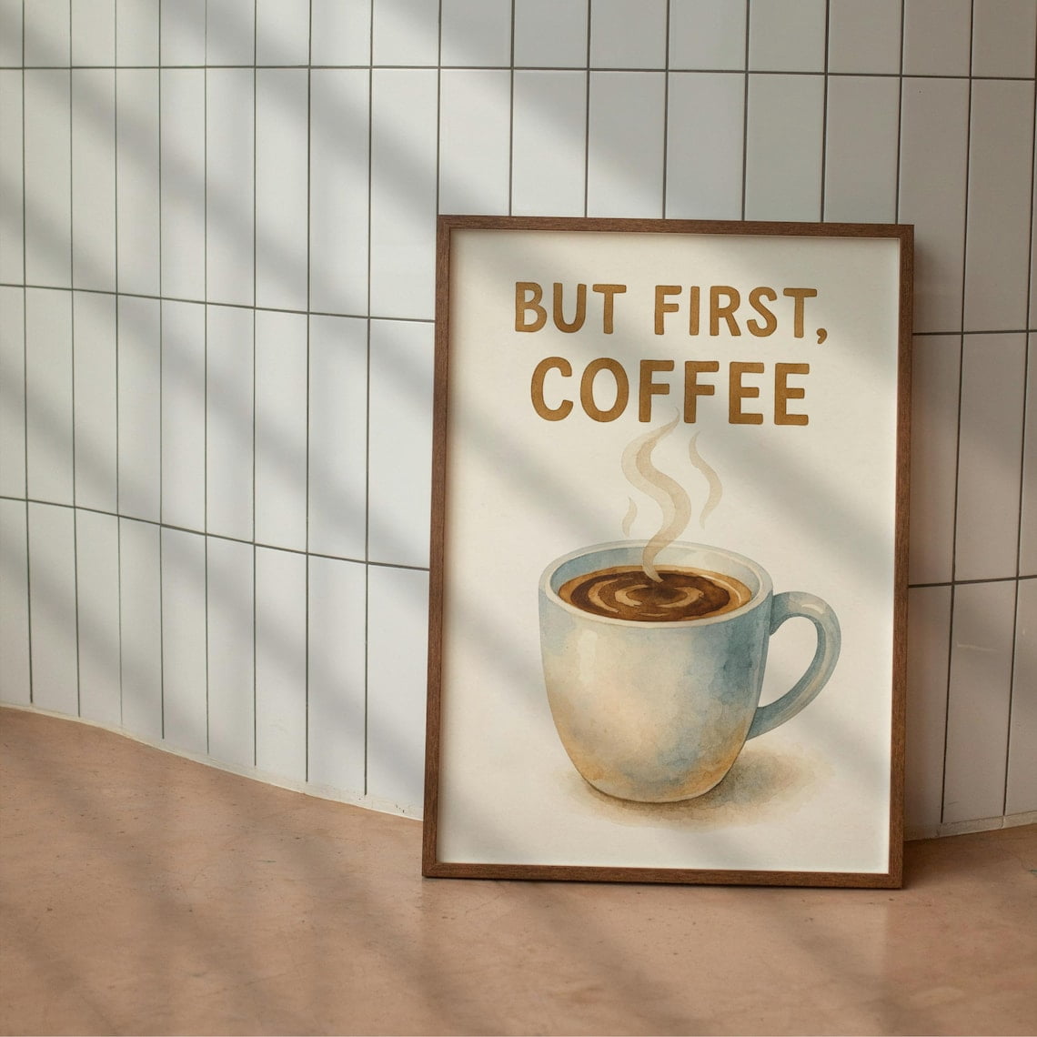 SEPT But First Coffee Wall Art, Watercolor Coffee Print, Kitchen Decor ...