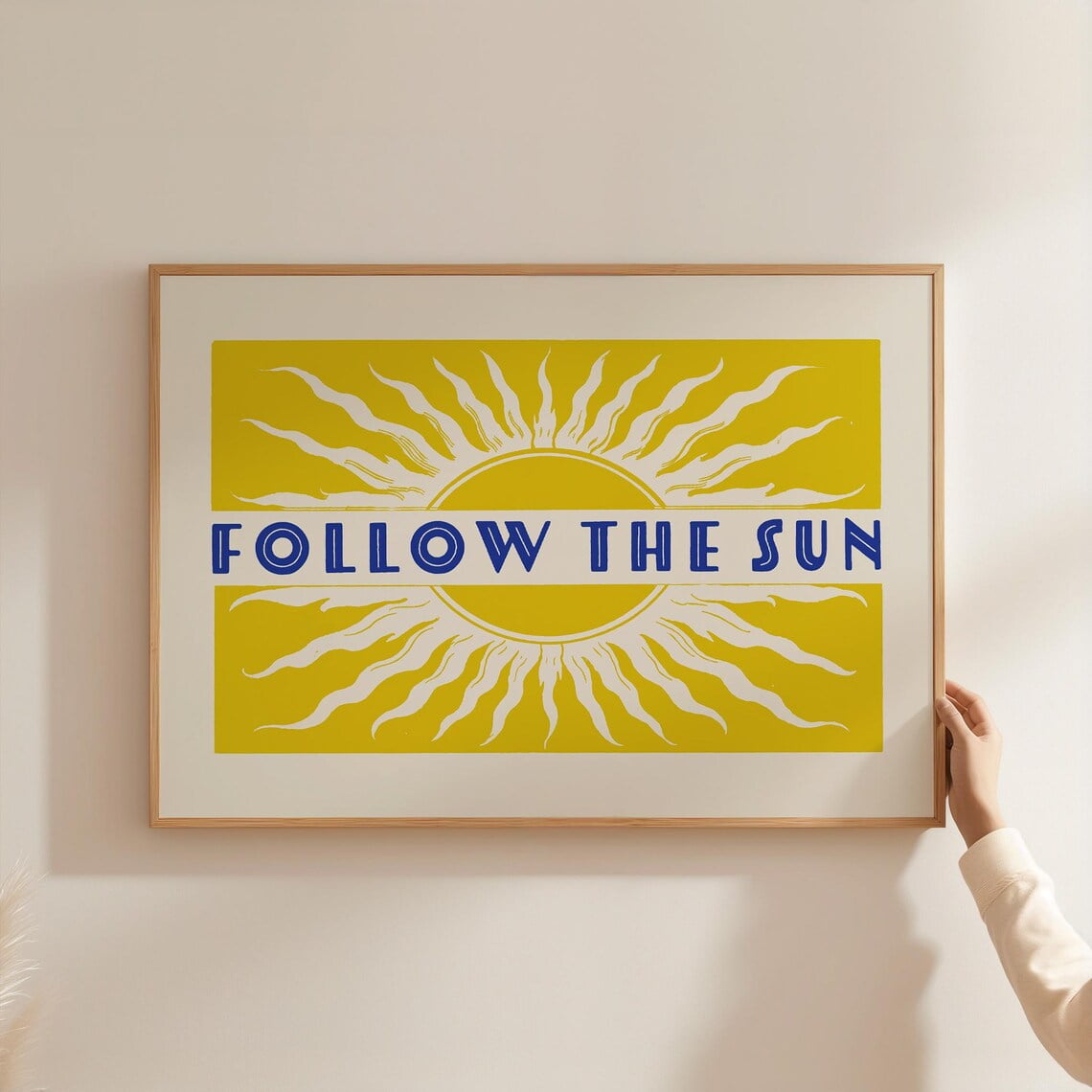 SEPT Follow The Sun Printable Wall Art, Yellow Blue Boho Living Room ...
