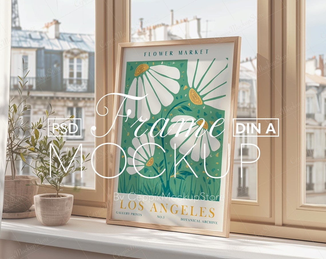 SEPT Frame Mockup Leaning On Window, A4 A3 Vertical Realistic Psd ...