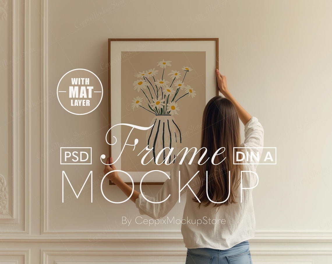 SEPT Frame Mockup With Person, A2 A3 A4 A0 A1 Realistic Hand, Minimal ...