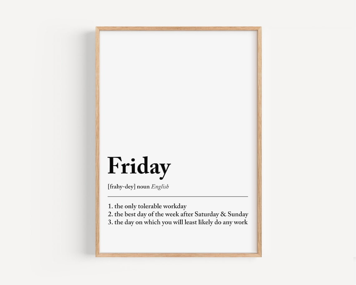SEPT Friday Definition Digital Print, Minimalist Wall Art, Printable ...