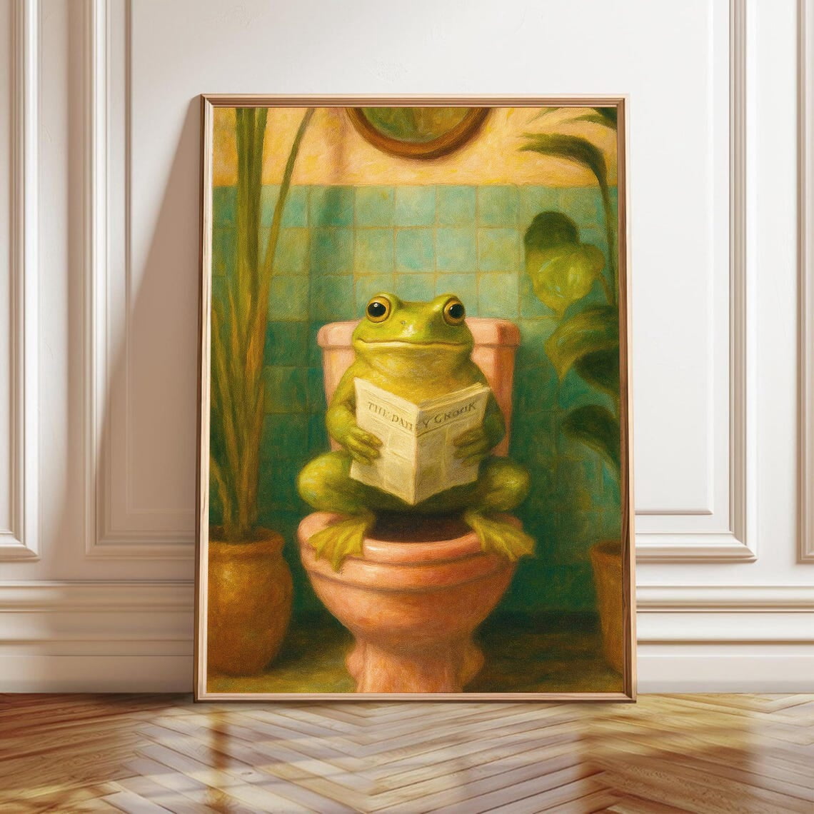 SEPT Frog On Toilet, Retro Frog Poster, Bathroom Wall Decor, , Frog Art ...
