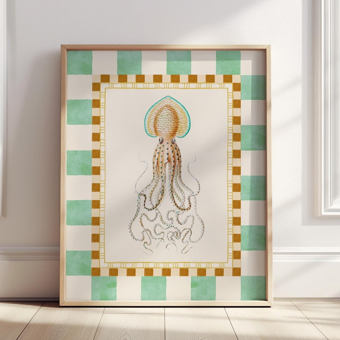 SEPT Funky Squid Print, Kitchen Printable Wall Art, Modern Checkered ...