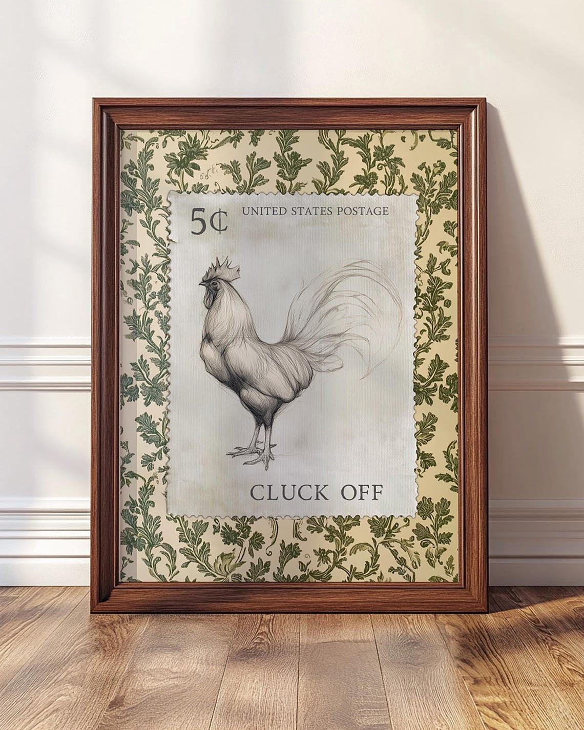 SEPT Funny Rooster Wall Art, Cluck Off Print, Vintage Postage Stamp ...