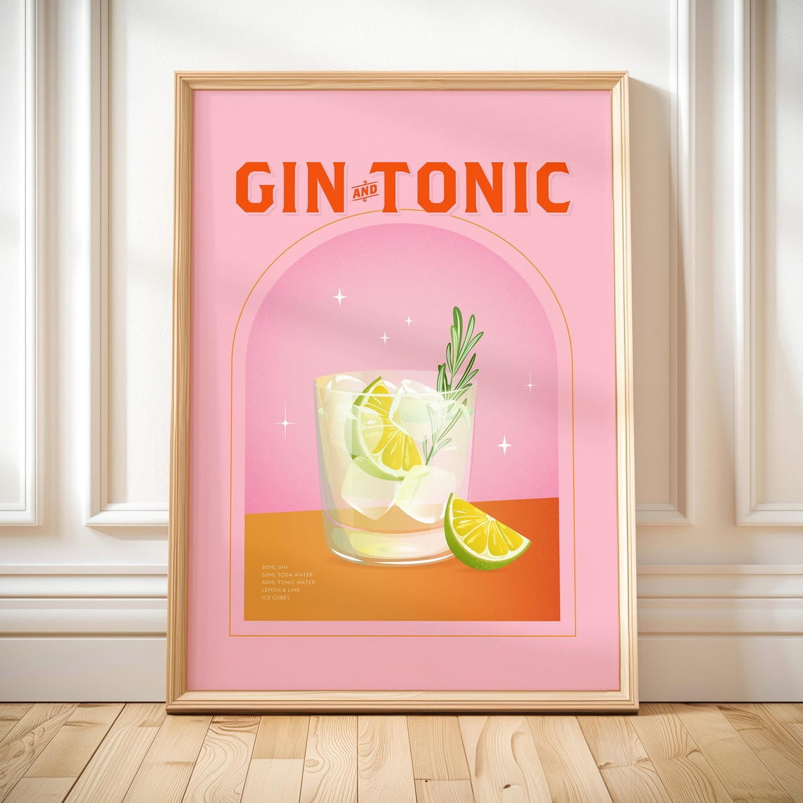 SEPT Gin Poster Printable Cocktail Recipe Art Girly Bar Gift Idea For ...