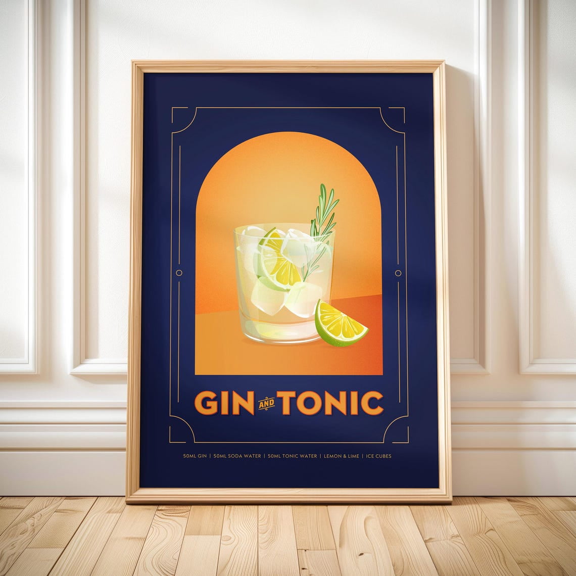 SEPT Gin And Tonic Print Printable Classic Cocktail Recipe Gin Gift ...