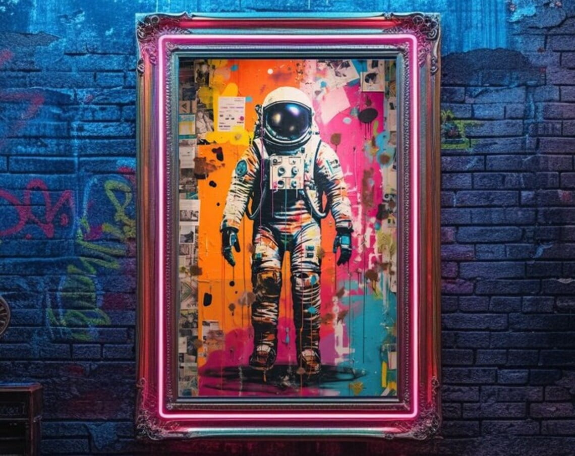 SEPT Graffiti Astronaut Art, Space Explorer Digital Print, Spaceman ...