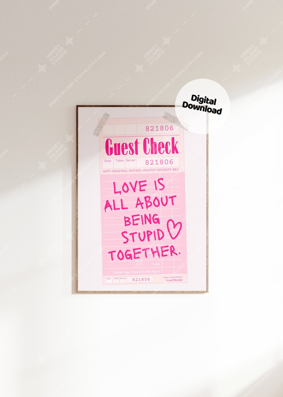 SEPT Guest Check Print, Trendy Girly Prints, Digital Download Print ...
