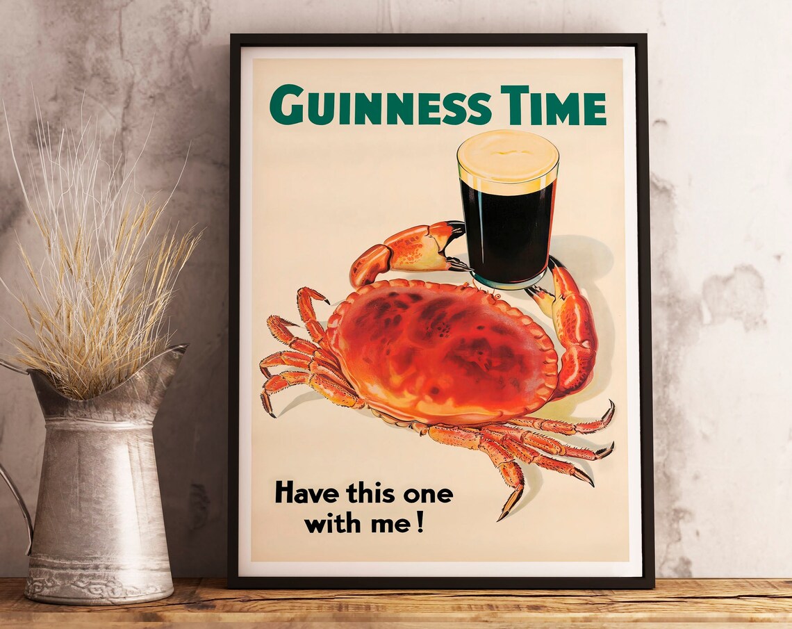 SEPT Guinness And Crab Digital Print - Vintage - Retro Printable Poster ...