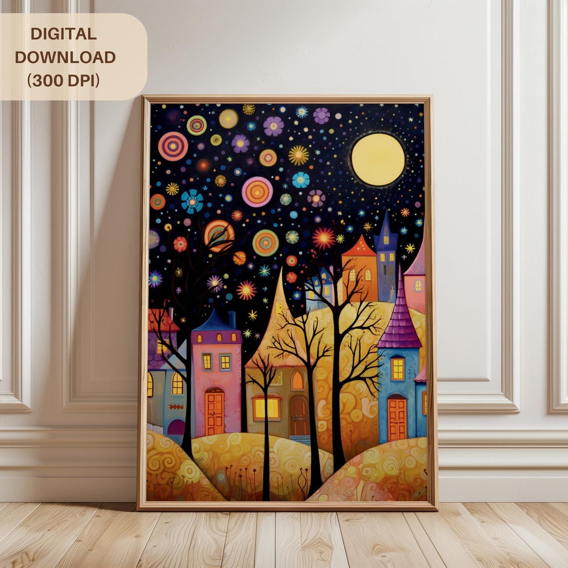 SEPT Gustav Klimt Inspired Wall Art, Whimsical Starry Night Artwork ...