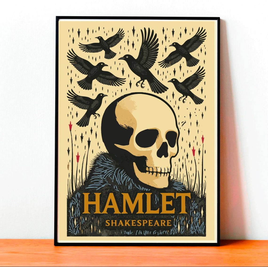 SEPT Hamlet Poster, Shakespeare Book Art, Classic Tragedy Illustration ...