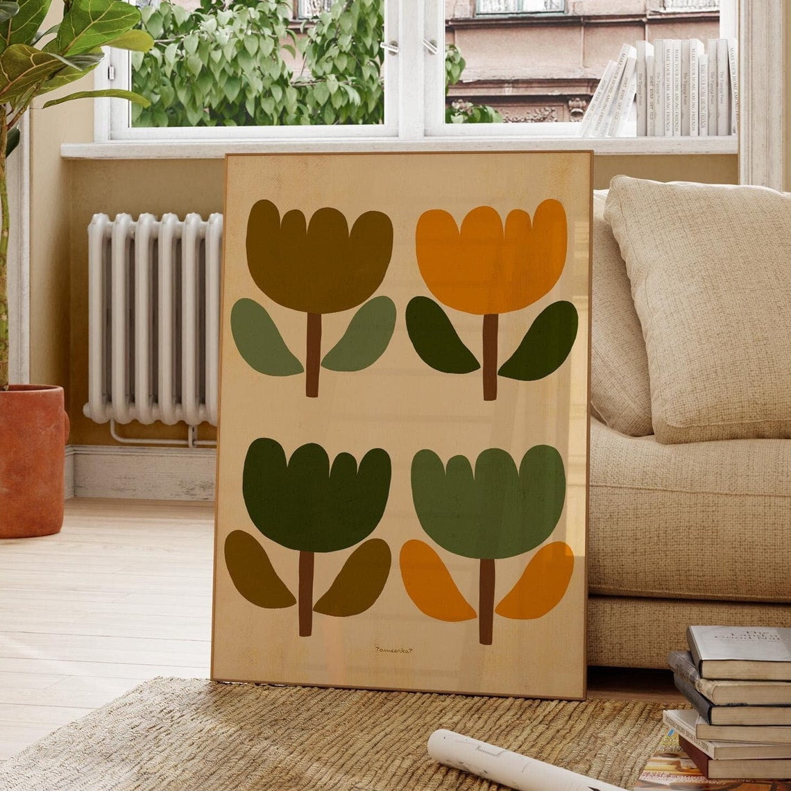 SEPT Hand-Drawn Tulips Print - Abstract Flower Wall Art, Tulip Poster ...