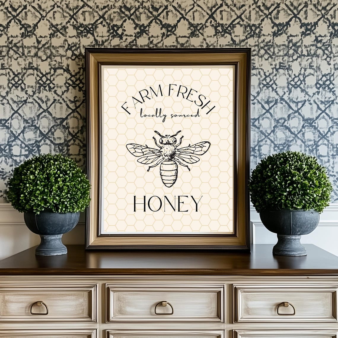 SEPT Honeybee Art Print, Cottagecore Neutral Wall Decor, Nancy Meyers Farmhouse Summer Kitchen ...