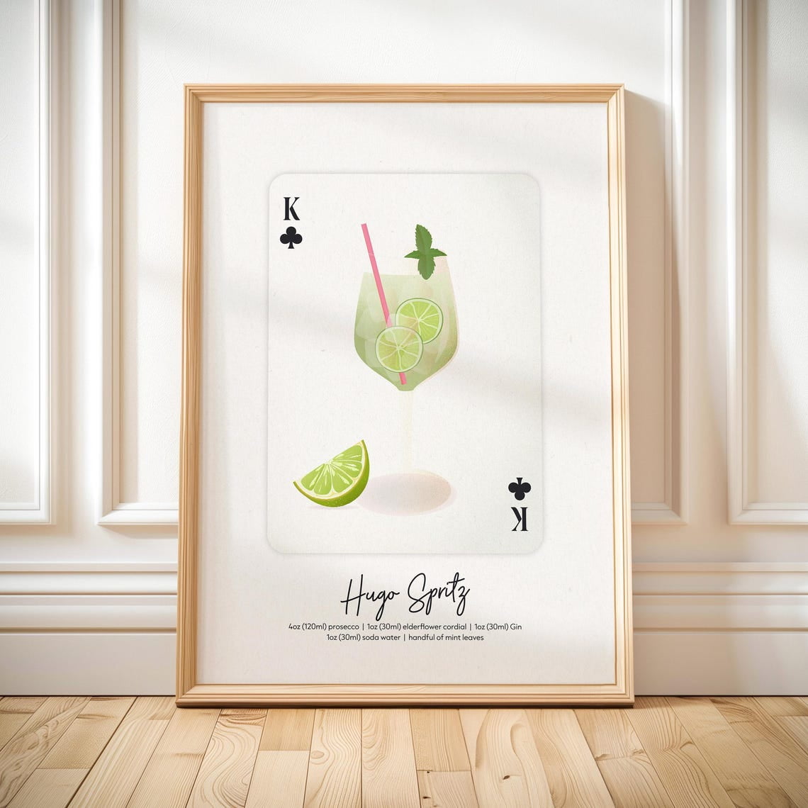SEPT Hugo Spritz Poster Playing Card Art Printable Cocktail Recipe ...