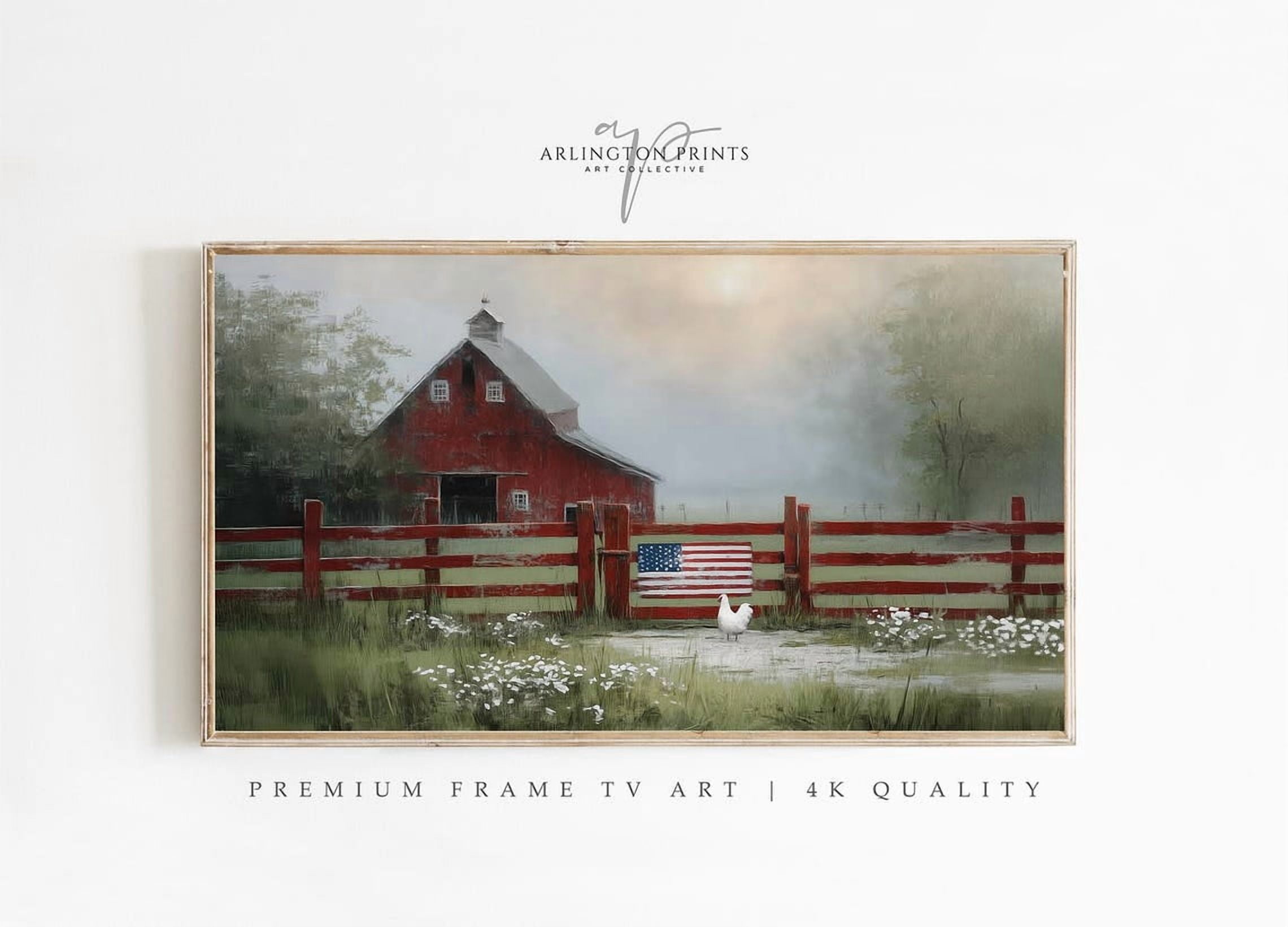 SEPT , Independence Day Barn Scene, Rustic Farmhouse Flag Landscape ...