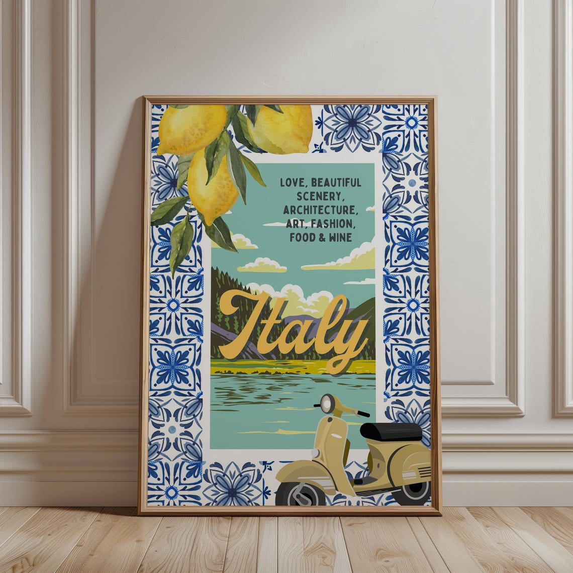 SEPT Italy Travel Poster Print - Amalfi Coast Wall Art With Lemons ...